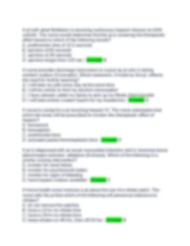 CARDIAC NCLEX PRACTICE QUESTIONS WITH 100% CORRECT SOLUTIONS GRADED A+ ...