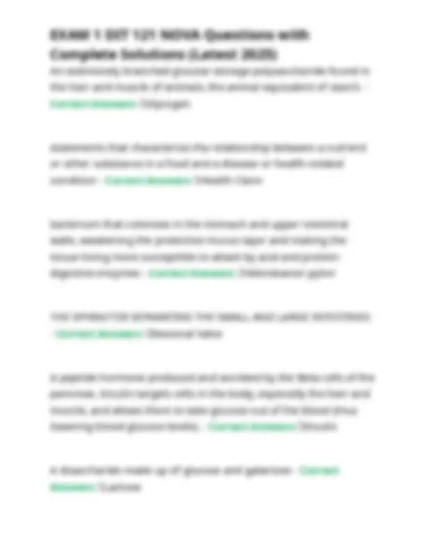 Nutrition and Digestion Exam Questions with Solutions | Exams Nursing ...