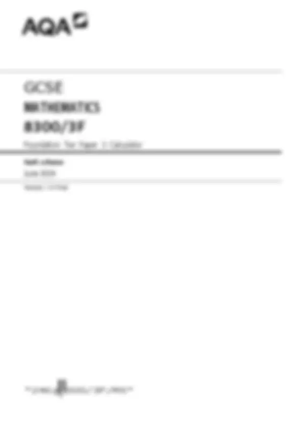 AQA GCSE MATHEMATICS Foundation Tier Paper 3 Calculator JUNE 2024 QP ...