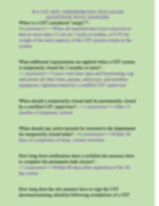 WA UST Site Assessor Exam Questions and Answers 2024 | Exams Water and ...