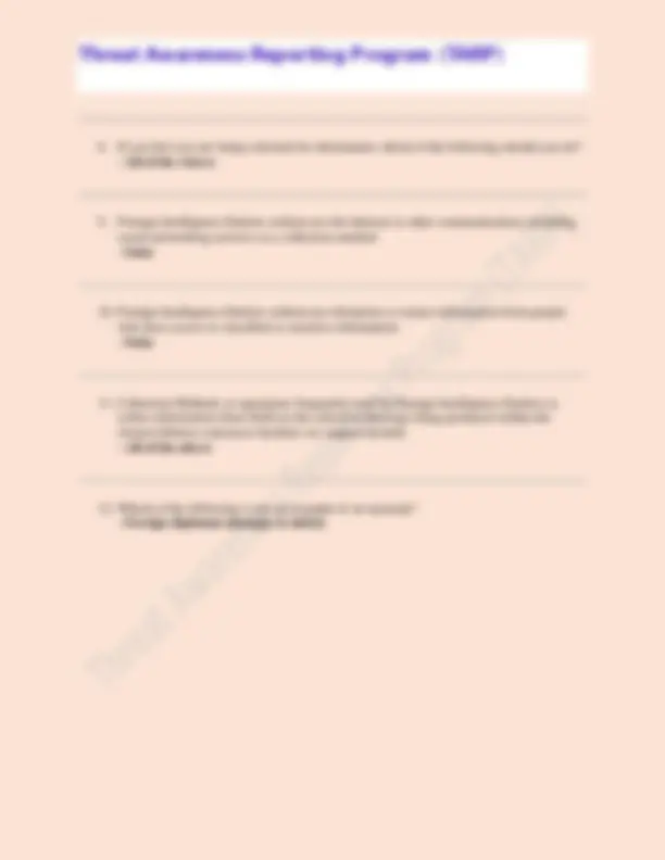 Threat Awareness Reporting Program (TARP) Questions and Answers ...