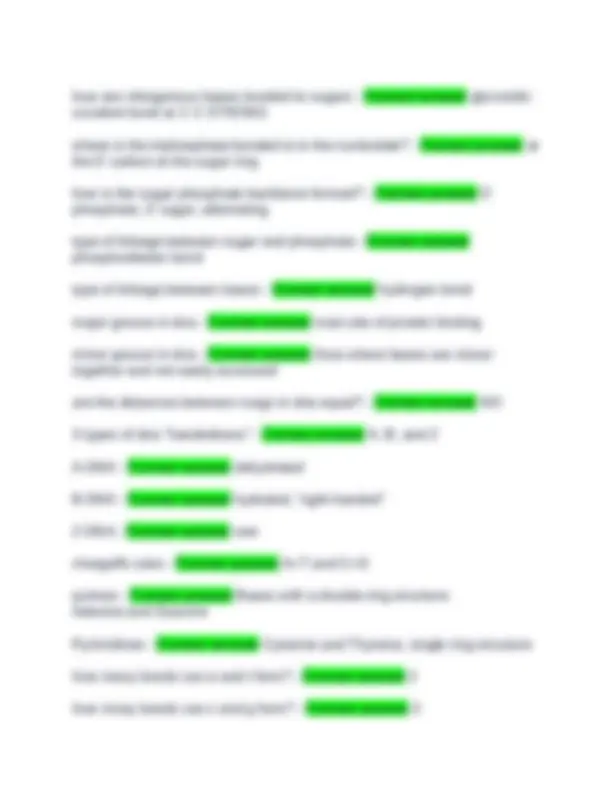 Genetics Exam Questions and Answers: DNA, RNA, and Molecular Biology | Exams Nursing | Docsity