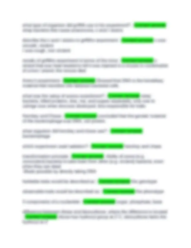 Genetics Exam Questions and Answers: DNA, RNA, and Molecular Biology | Exams Nursing | Docsity