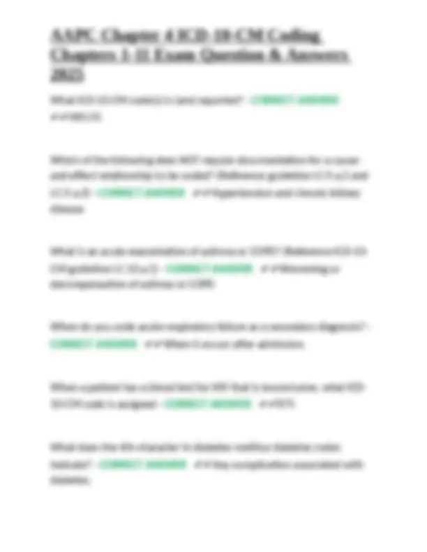 AAPC Chapter 4 ICD-10-CM Coding Chapters 1-11 Exam Question & Answers ...