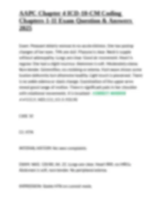 AAPC Chapter 4 ICD-10-CM Coding Chapters 1-11 Exam Question & Answers ...