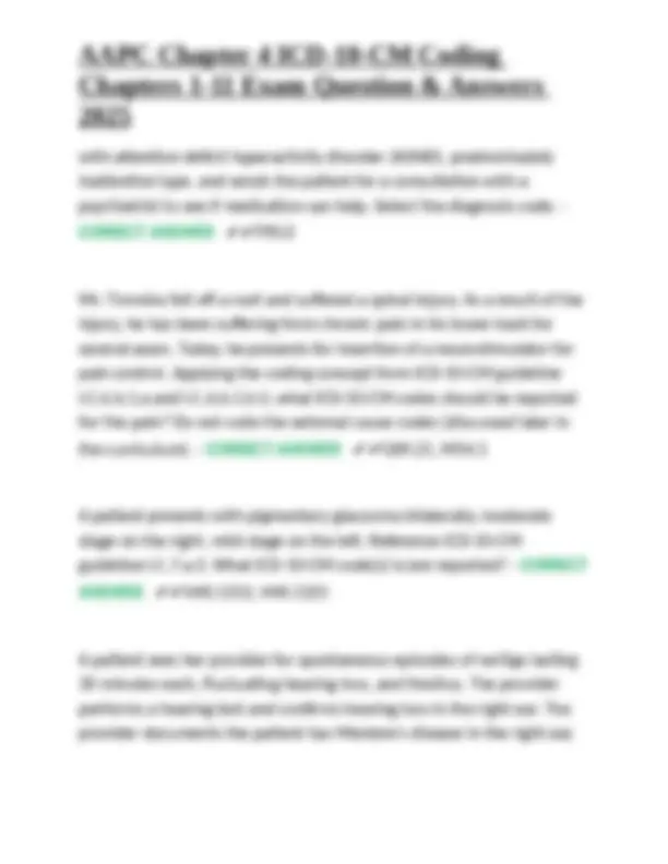 AAPC Chapter 4 ICD-10-CM Coding Chapters 1-11 Exam Question & Answers ...