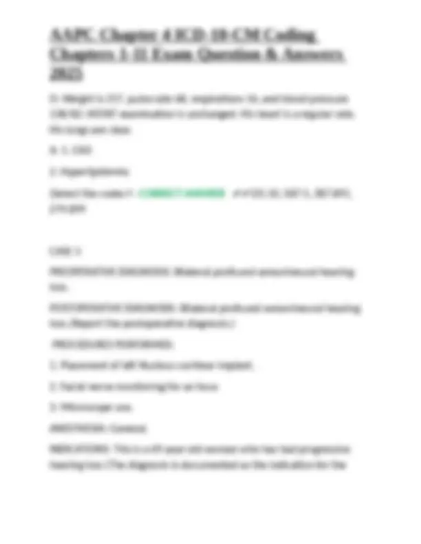 AAPC Chapter 4 ICD-10-CM Coding Chapters 1-11 Exam Question & Answers 2025 | Exams Nursing | Docsity