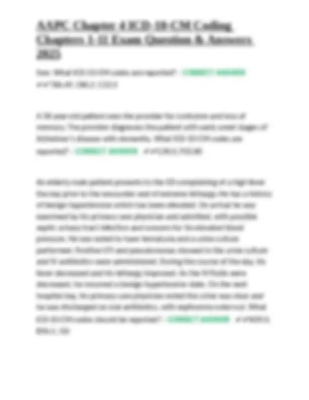 AAPC Chapter 4 ICD-10-CM Coding Chapters 1-11 Exam Question & Answers ...