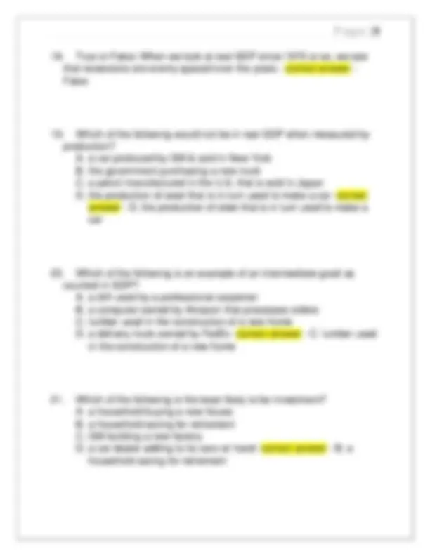 Economics 104 Final Exam: GDP, Inflation, and Macroeconomic Principles ...