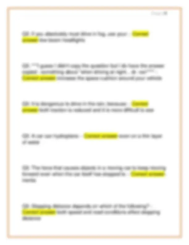 DEFENSIVE DRIVING WHEELS IN MOTION ANSWERS (QUIZ 1 - 6 AND EXAM) 2025 ...