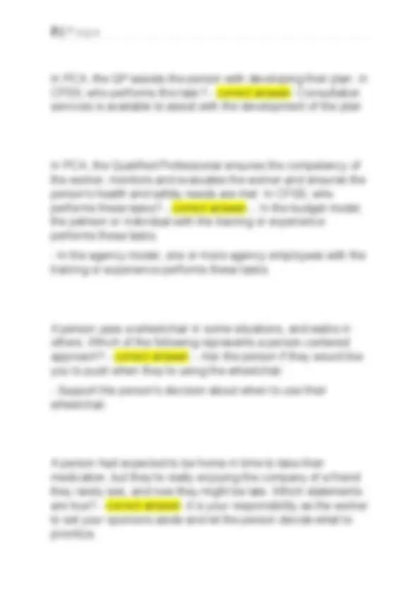 PCA/CFSS WORKER TRAINING EXAM 2025 UPDATED ACTUAL EXAM WITH CORRECT ...