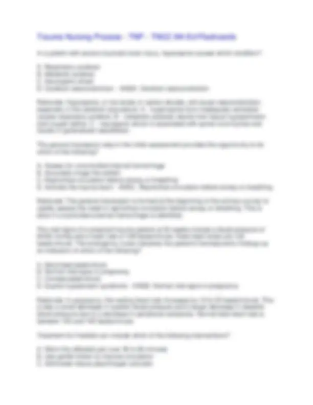Trauma Nursing Process - TNP - TNCC 9th Ed Flashcards.pdf | Exams Nursing | Docsity