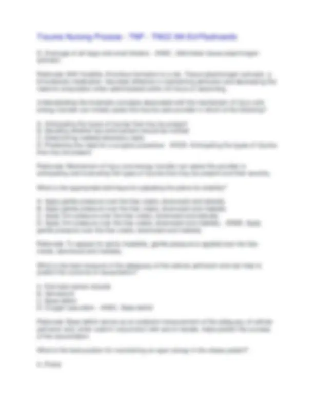 Trauma Nursing Process - TNP - TNCC 9th Ed Flashcards.pdf | Exams Nursing | Docsity
