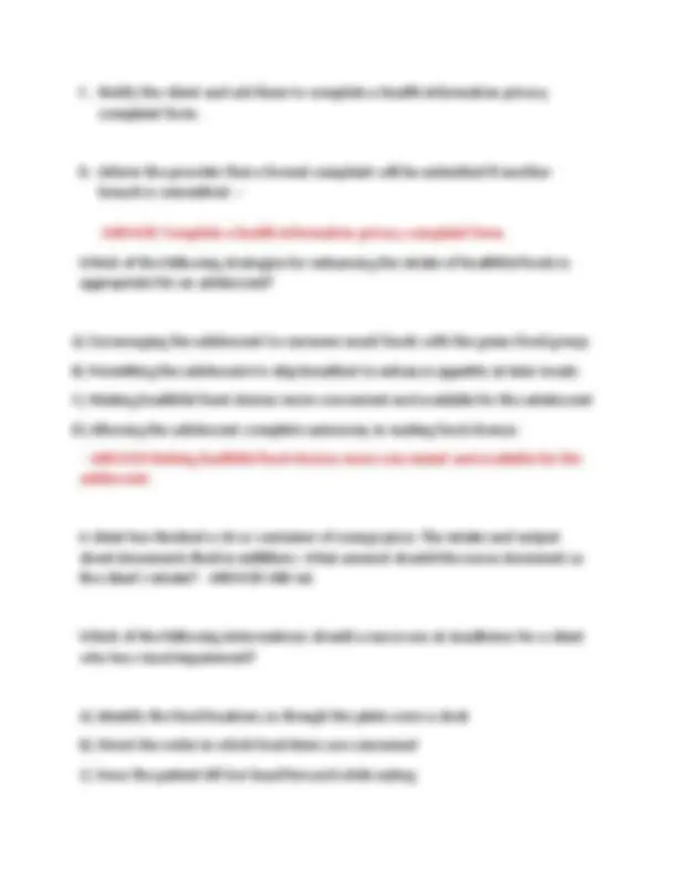 ATI Skills Module 3.1 - HIPAA EXAM ACCURATE TESTED VERSIONS OF THE EXAM ...