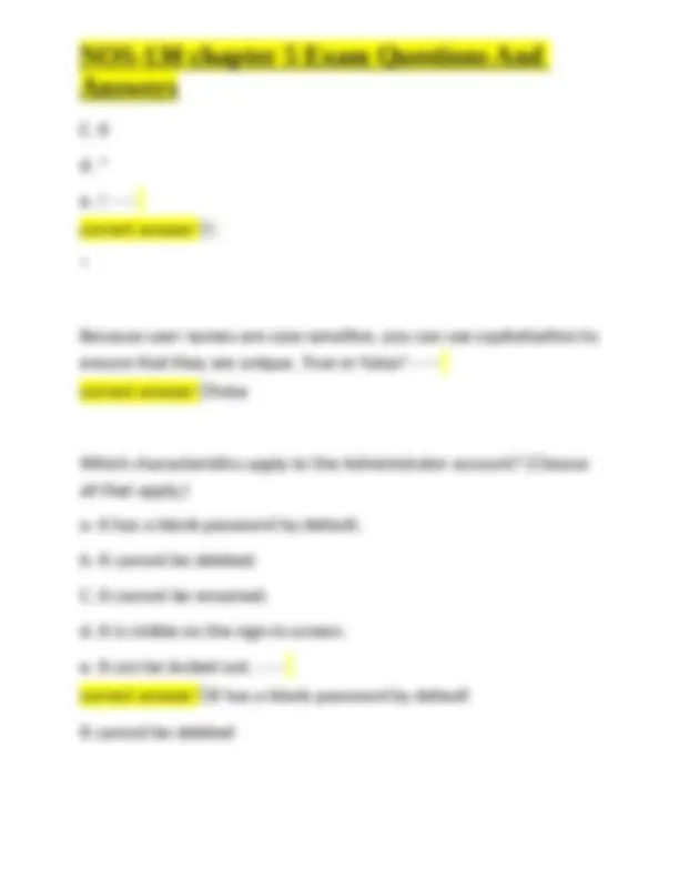 NOS-130 chapter 5 Exam Questions And Answers | Exams Computer Science | Docsity