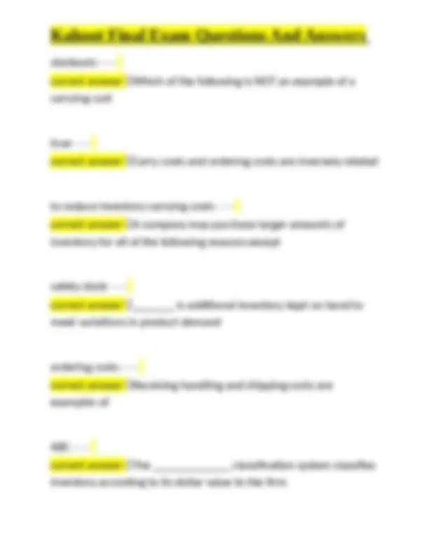 Kahoot Final Exam Questions And Answers | Exams Nursing | Docsity