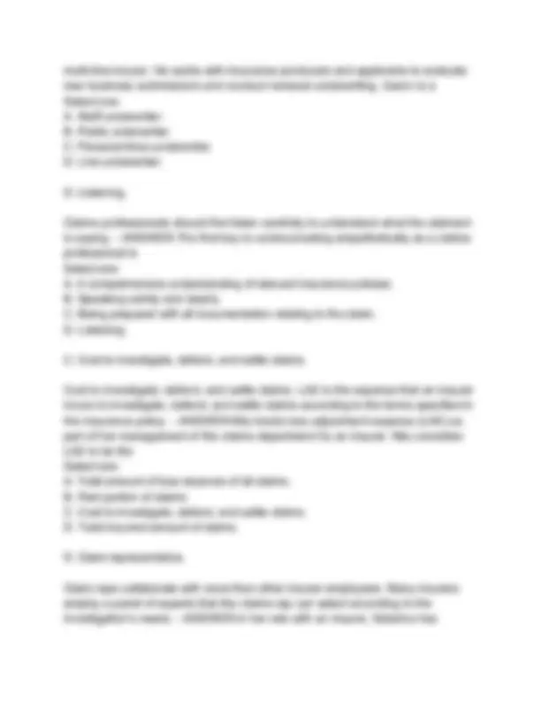 AIC 300 CLAIMS IN AN EVOLVING WORLD EXAM | Exams Risk Analysis | Docsity