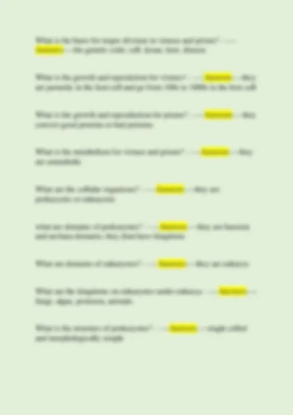 Microbiology Exam 1 Questions and Answers: Comprehensive Study Guide | Exams Biology | Docsity