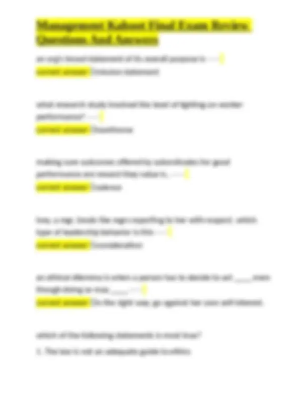 Management Kahoot Final Exam Review Questions And Answers | Exams ...