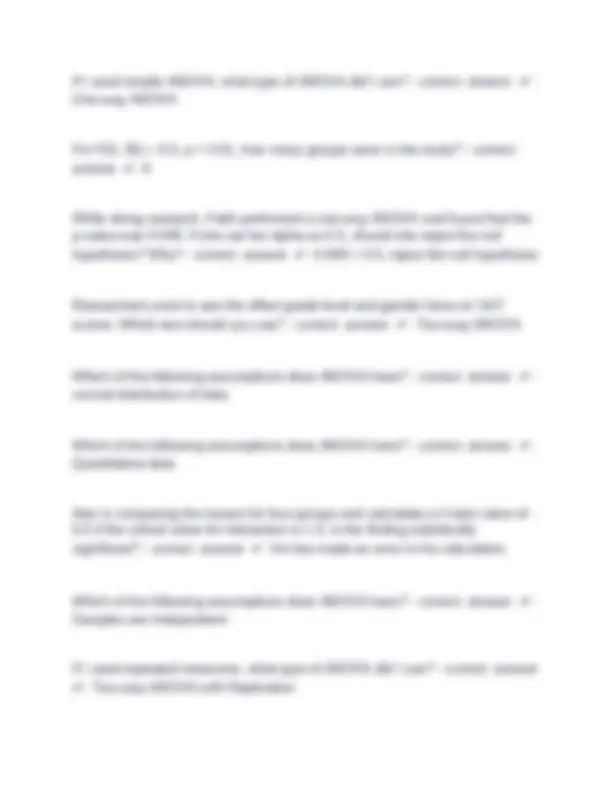 ANOVA Practice Questions and Answers: One-Way and Two-Way Analysis | Exams Nursing | Docsity