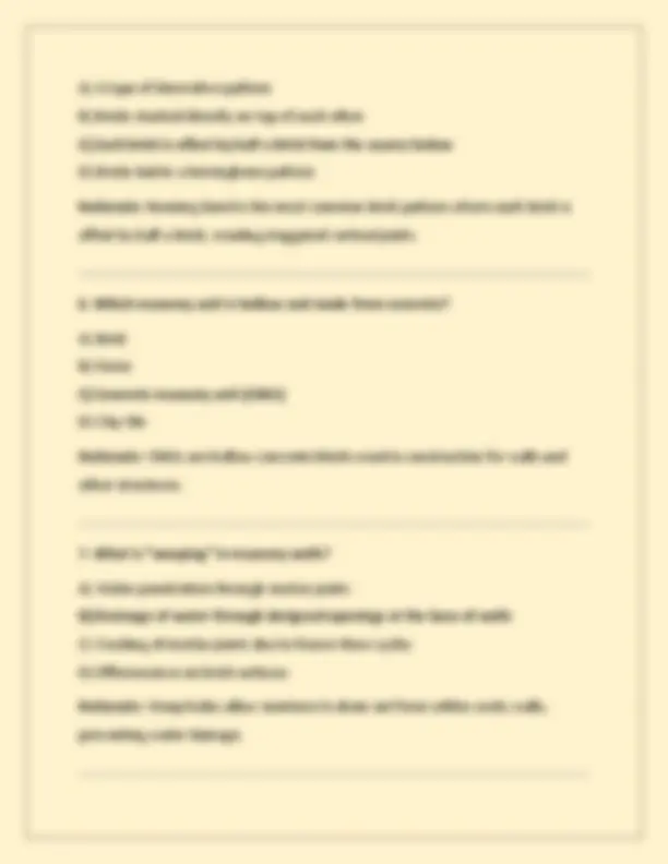 Certified Mason (Bricklayer) Practice Exam 2 QUESTIONS AND CORRECT ...