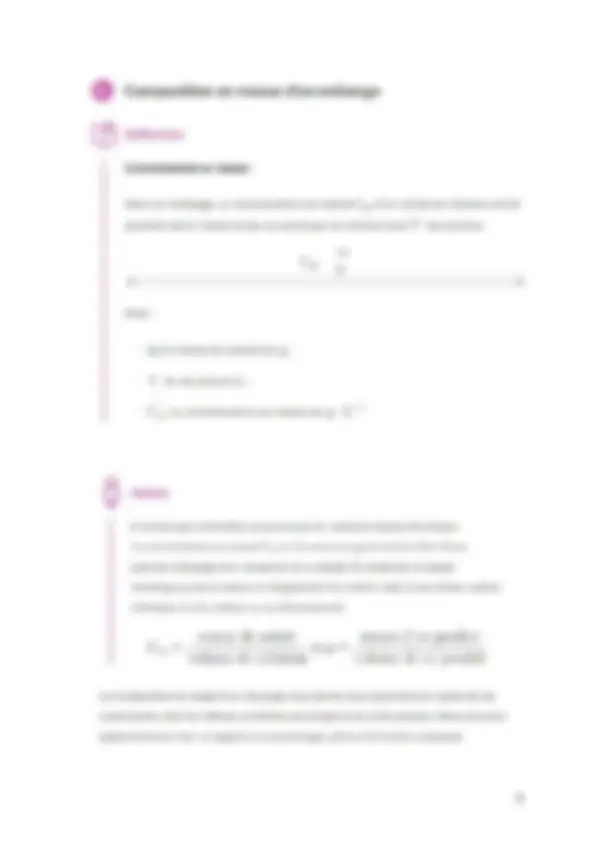 La concentration massique | Exercises Chemistry | Docsity