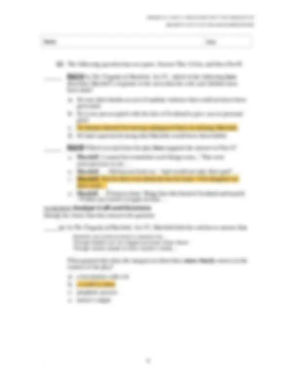 Macbeth Act IV: Selection Test for Grade 12 | Exams Nursing | Docsity