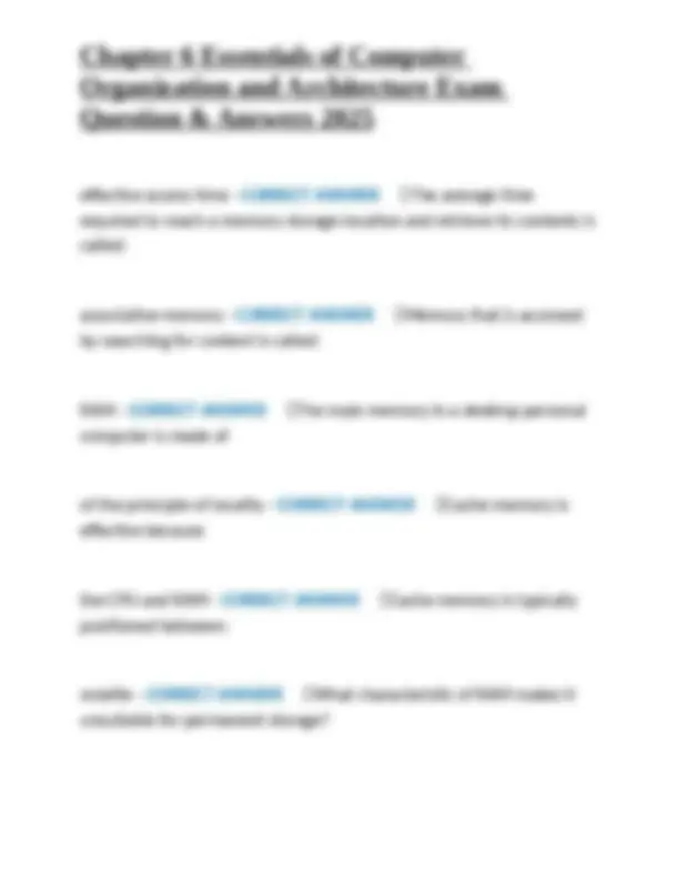 Chapter 6 Essentials of Computer Organization and Architecture Exam Question & Answers 202 ...