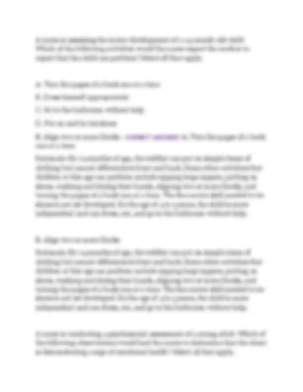 MODULE 1 DEVELOPMENTAL STAGES AND TRANSITION EXAM WITH DETAILED ANSWERS ...