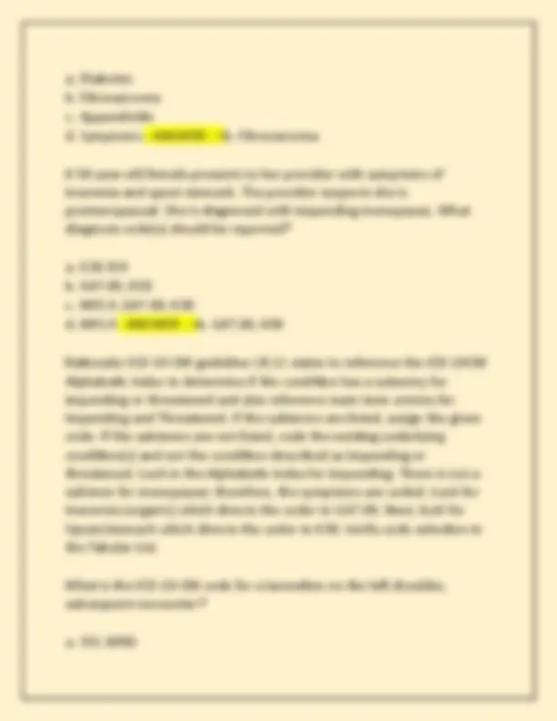 Medical Coding Exercises: CPT and ICD-10 for Surgical Procedures | Exams Nursing | Docsity