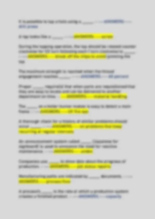 Manufacturing Processes: Q&A on Machining and Production | Exams Industrial management | Docsity