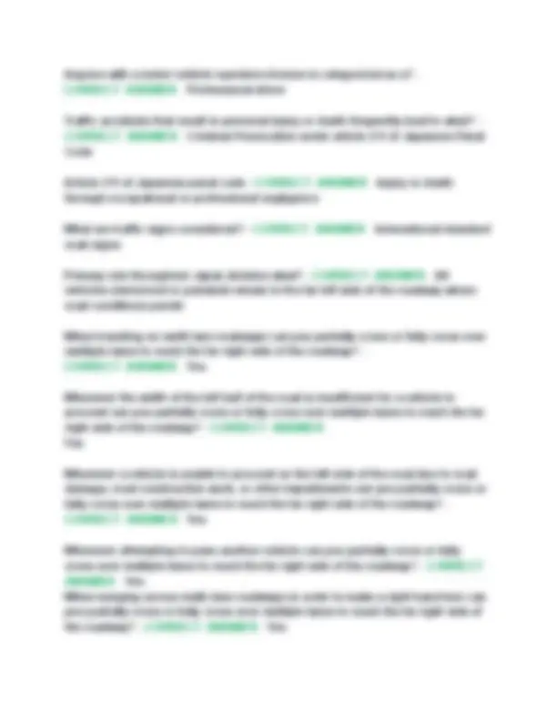 Japanese SOFA Driving Exam: Q&A Study Guide 2025 | Exams Nursing | Docsity