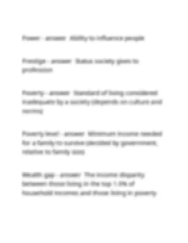 Sociology unit 4 Social Stratification and Inequality PRACTICE test ...