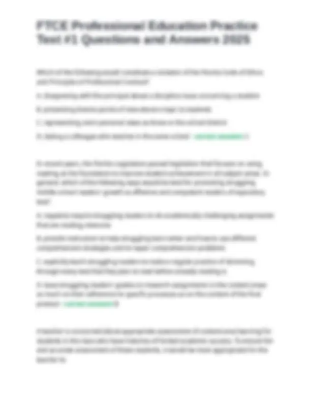FTCE Professional Education Practice Test #1 Questions and Answers 2025 ...