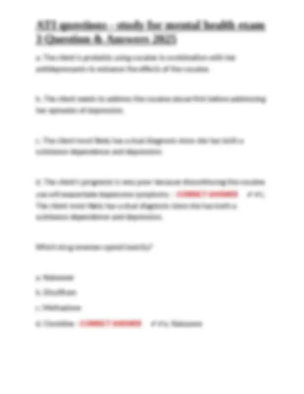 Mental Health & Substance Abuse Exam Questions and Answers | Exams ...