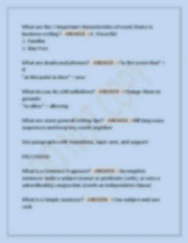 GEB 3213 Exam 1: Business Communication Q&A Study Guide | Exams Nursing ...