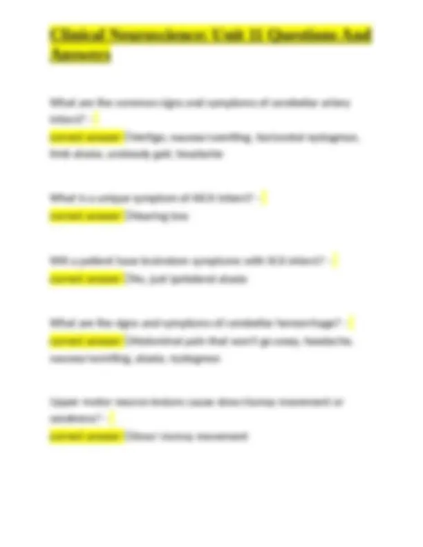 Clinical Neuroscience: Unit 11 Questions And Answers | Exams ...