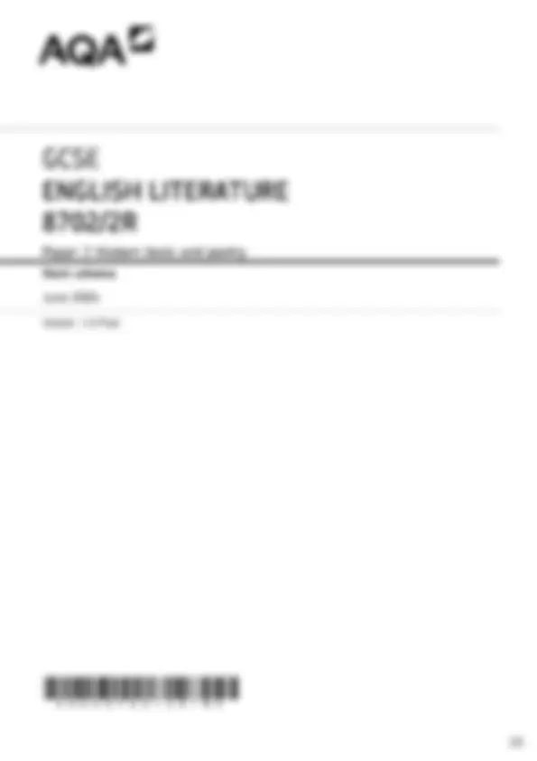 Actual 2025 AQA GCSE ENGLISH LITERATURE 8702/2R Paper 2 Merged Question ...