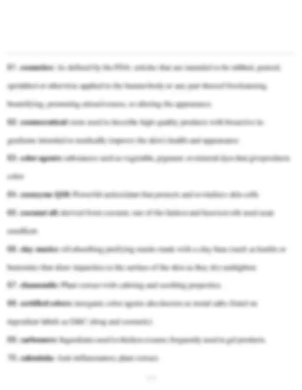 MILADY CHAPTER 6 SKINCARE PRODUCTS, CHEMISTRY, INGREDIENTS AND ...