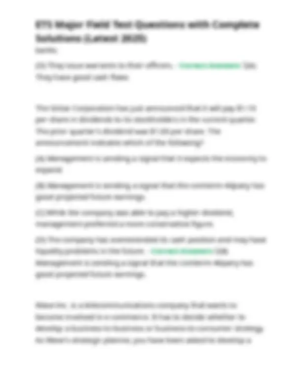 ETS Major Field Test Questions with Complete Solutions (Latest 2025 ...