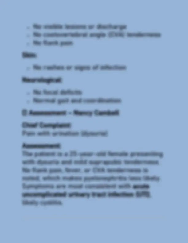 Nancy Campbell iHUMAN CASE STUDY Reason for encounter: Pain with ...