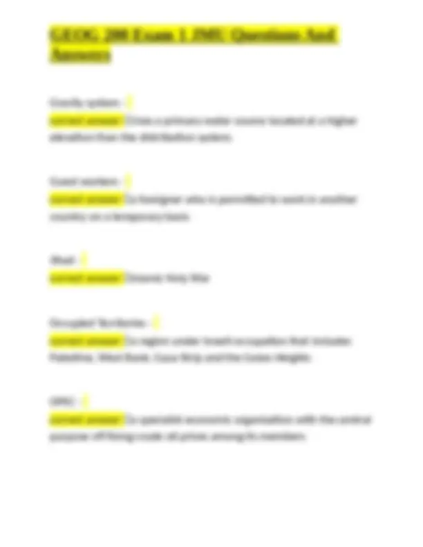 GEOG 200 Exam 1: World Regional Geography Questions and Answers | Exams ...
