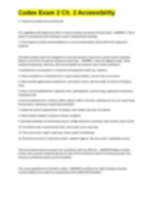 Codes Exam 2 Ch. 2 Accessibility Codes | Exams Interior Design | Docsity