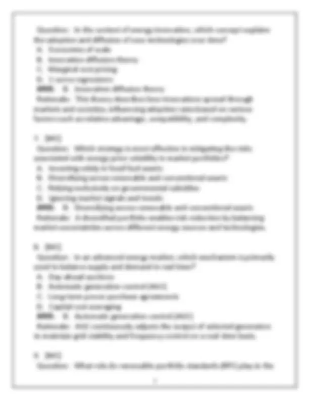 Energy, Markets,& Innovation - Final Assessment Review(Qns & Ans ...