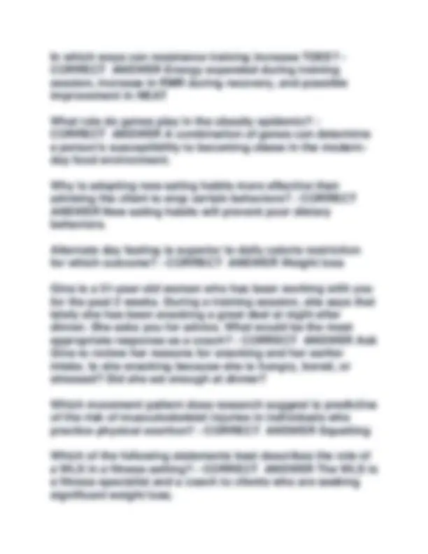 NASM WEIGHT LOSS SPECIALIST Exam Questions and Answers (2024 / 2025 ...