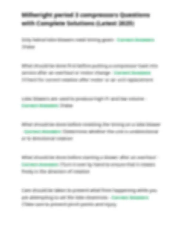 Millwright period 3 compressors Questions with Complete Solutions ...