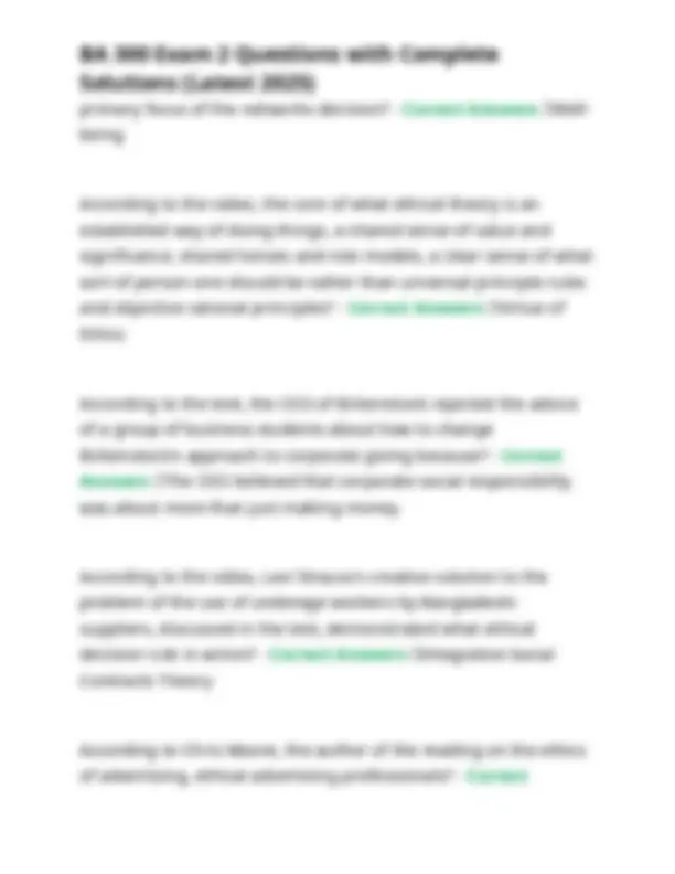 BA 300 Exam 2: Business Ethics Questions and Solutions | Exams Nursing ...
