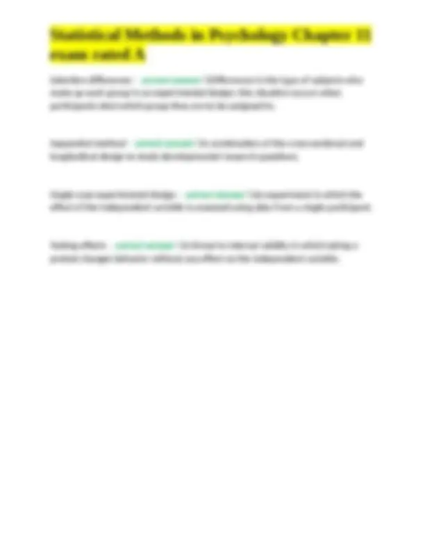 Statistical Methods in Psychology Chapter 11 exam rated A | Exams Data ...