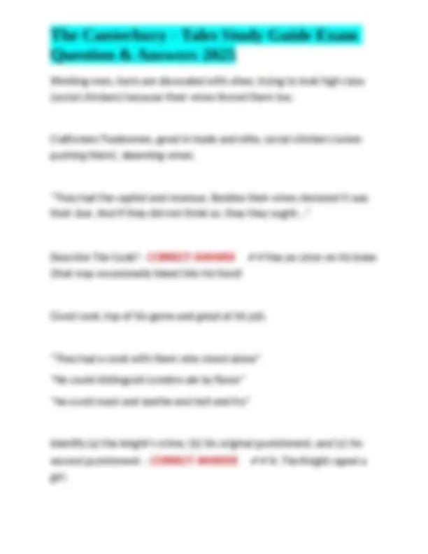 The Canterbury - Tales Study Guide Exam Question & Answers 2025 | Exams ...