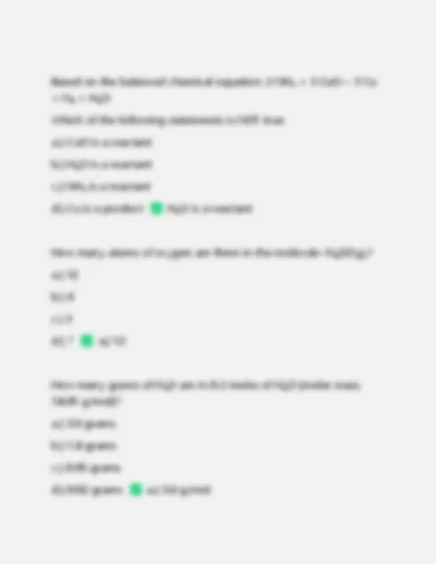 Chemistry Exam Questions with Verified Answers | General, Organic ...